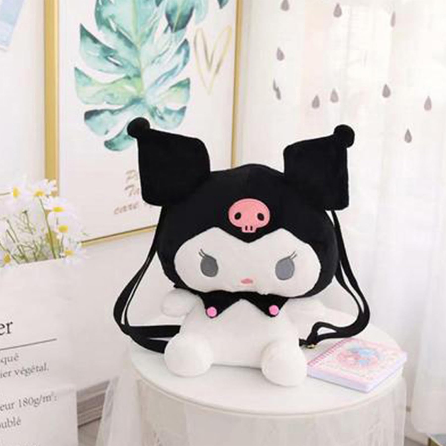 LUNIA Anime Plush Backpack Cartoon Cute Kawaii Shoulder Bag Anime Bag Cosplay Soft Bag for Birthday Gifts (black)