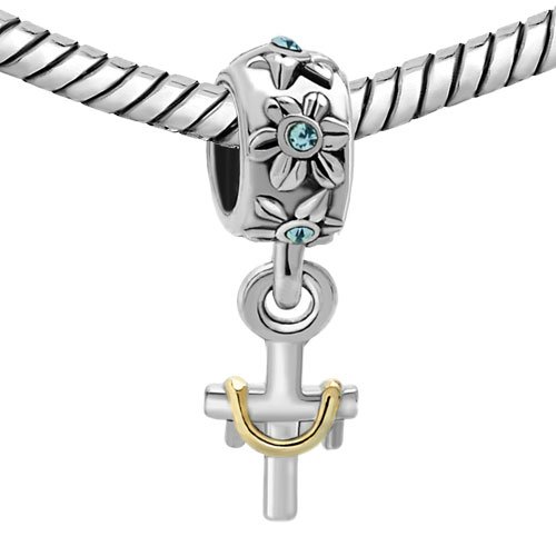 LovelyCharms Cross Dangle Charm Beads For Bracelets (White)
