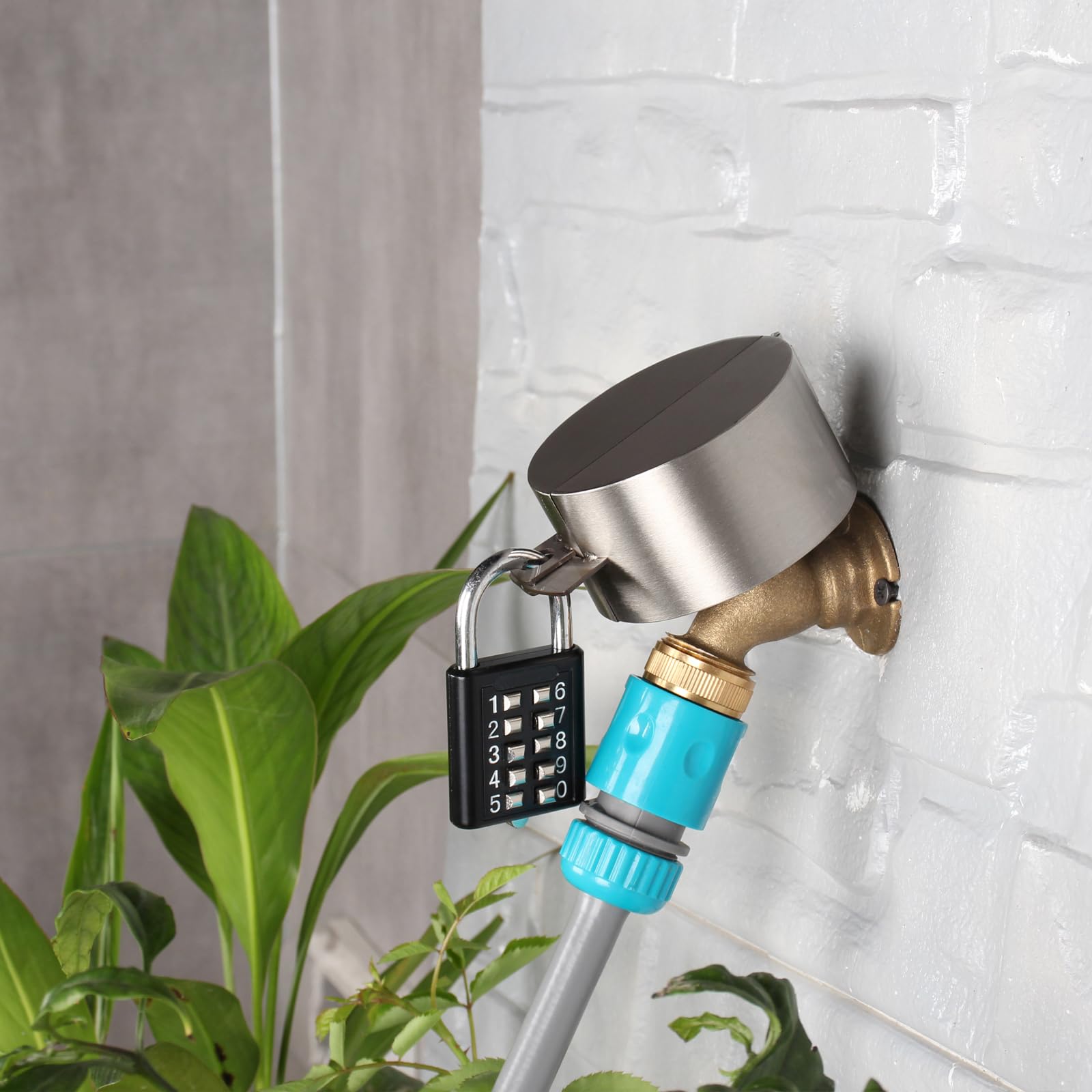 Outdoor Faucet Lock System -Gate Valve LockoutDevice -Stainless Steel Prevent Water Theft by Cover and Code Lock,Stop Unauthorized Water use and Vandalism,Faucet Protection Cover (Password Lock)
