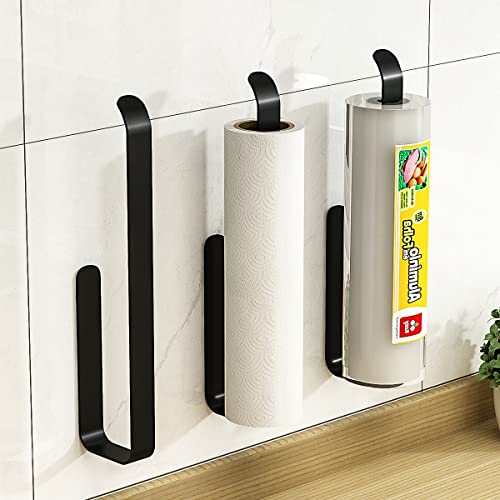 Paper Towel Holder Under Cabinet,Wall Mounted Paper Towel Roll Holder for Kitchen Paper Towel,Toilet Paper Holder for Small Spaces,Black