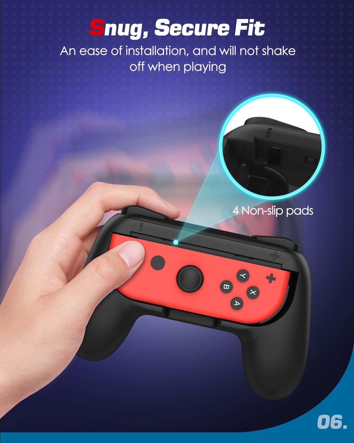 MoKo Grip for Nintendo Switch OLED Model Joycon & Switch Joy-Con, [2-Pack] Ergonomic Hand Grip Controller Handle Kit Compatible with Nintendo Switch/Switch OLED 2021 Joy Cons Controllers, Black+White