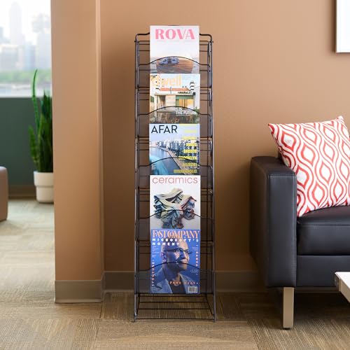 Safco Onyx Floor Rack, Ladder Magazine Rack with 5 Pockets, Commercial-Grade Steel Construction