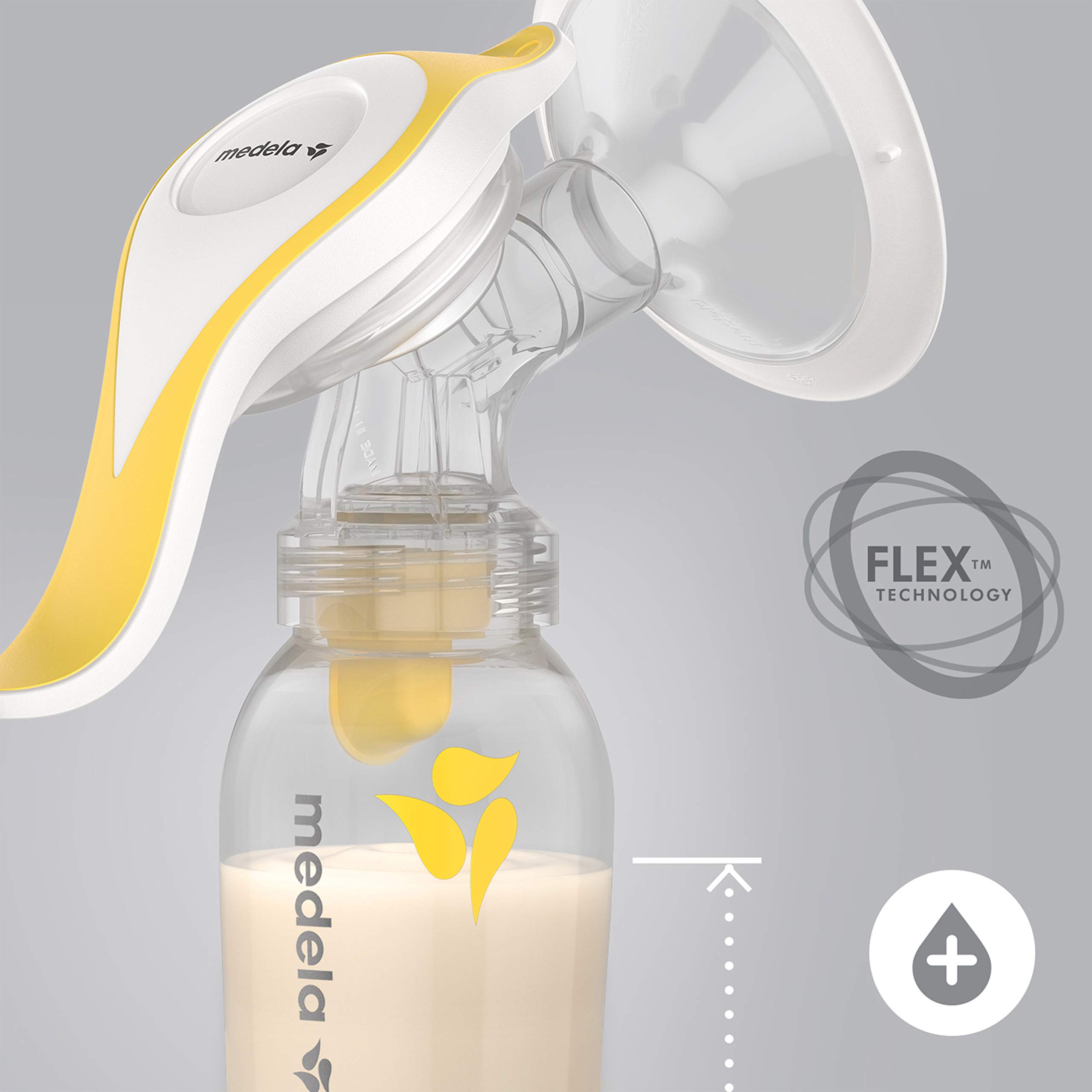 Medela New Harmony Manual Breast Pump with Flex Breast Shield and Ultra Thin Disposable Nursing Pads 120 Count, Single Hand Breastpump, Bra Pads with Leakproof Design, Contoured for Optimal Fit