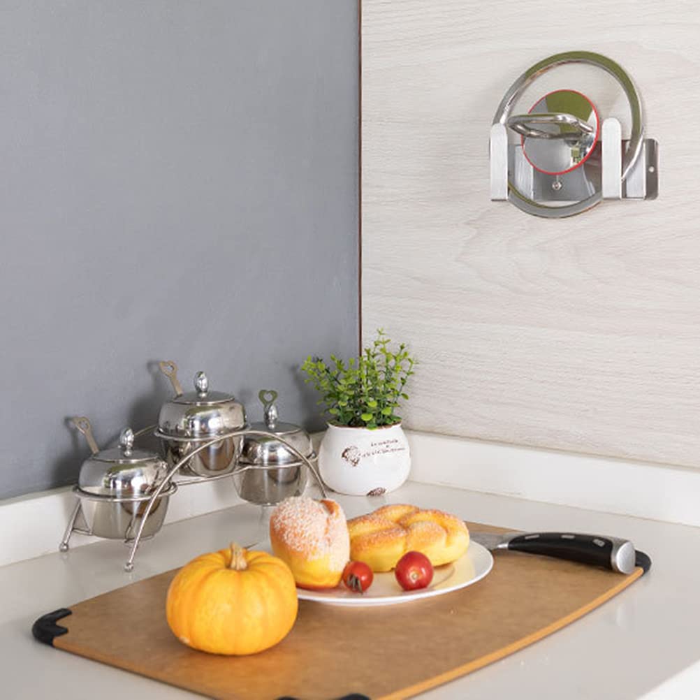 Pan Cover Rack Drain Storage Rack Pot Lid Organizer Wall Mount Pot Lid Holder Vacuum Lid Rack Stainless Steel Plate Cover