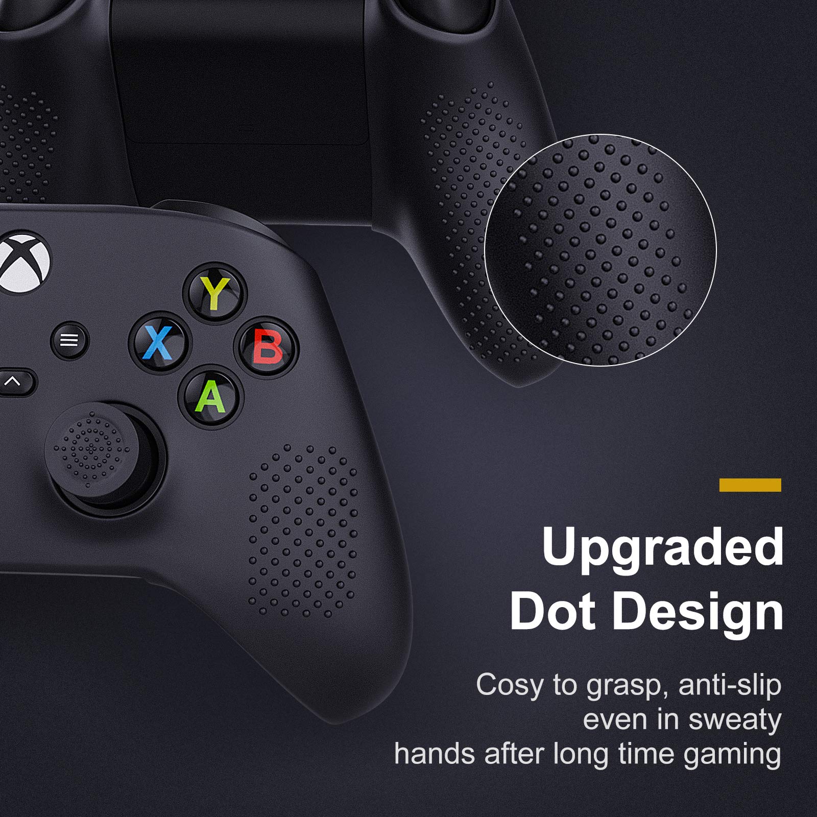 MoKo Xbox Series X/S Controller Case,Anti Slip Silicone Protective Case Cover with 8 Thumb Grips Caps Anti-Scratch Shockproof for Xbox Series X/S 2020 Controller, Black