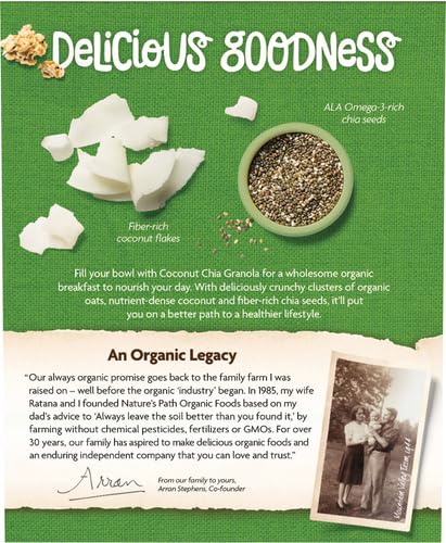 Nature's Path Organic Coconut Chia Granola, 12.34 Ounce, Non-GMO, 30g Whole Grains, with Omega-3 Rich Chia Seeds