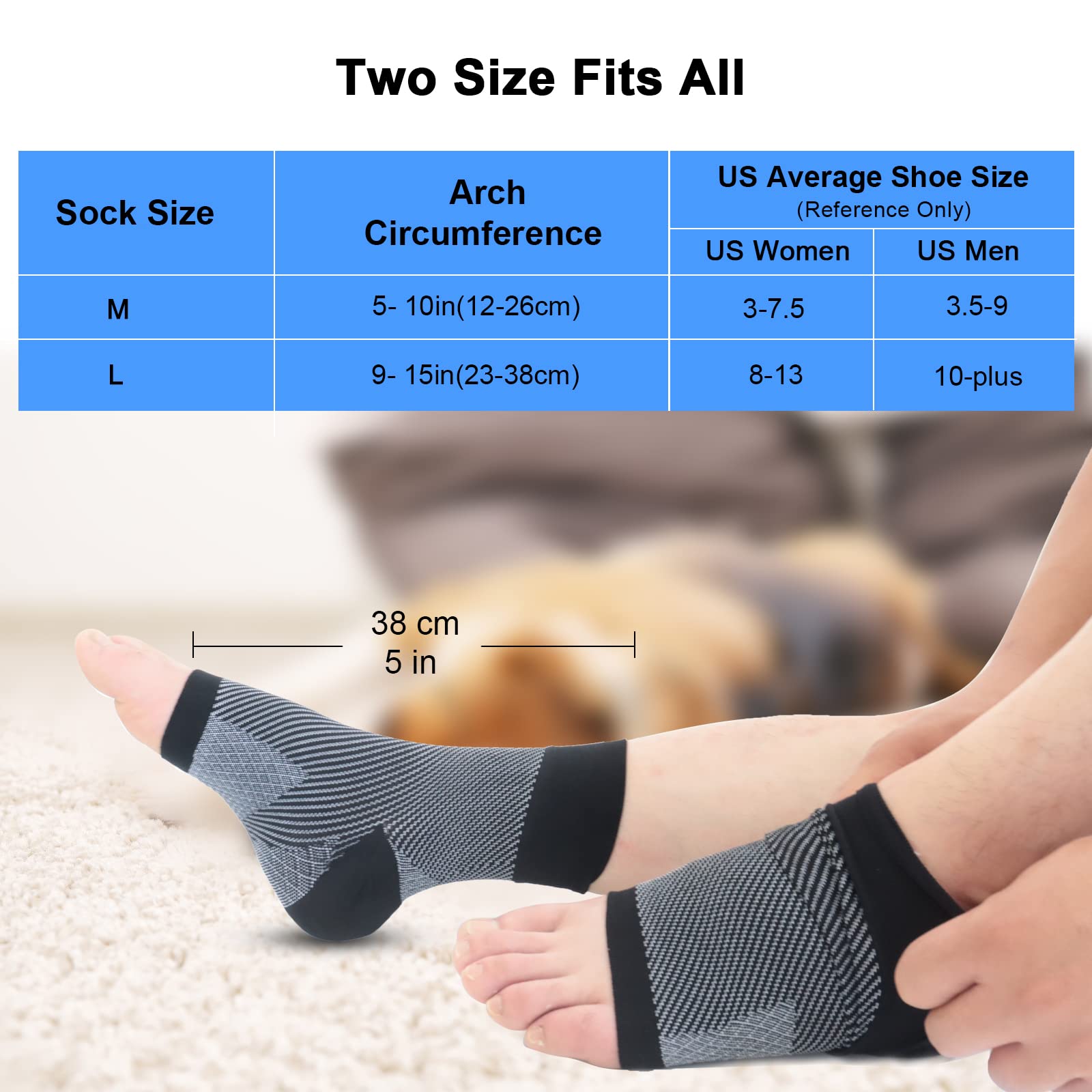 Ryscam Plantar Fasciitis Compression Socks for Women & Men, 2.0Version Foot Compression Sleeves for Heel/Arch Support, Relieve Plantar Fasciitis/Heel Pain for Everyday Use-Large