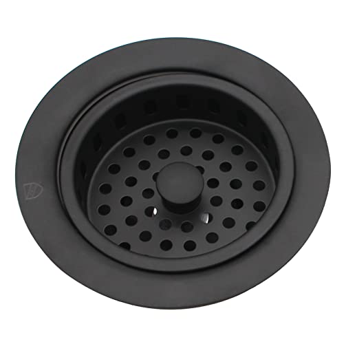 Westbrass D214-62 3-1/2" Post Style Large Kitchen Sink Basket Strainer, Matte Black