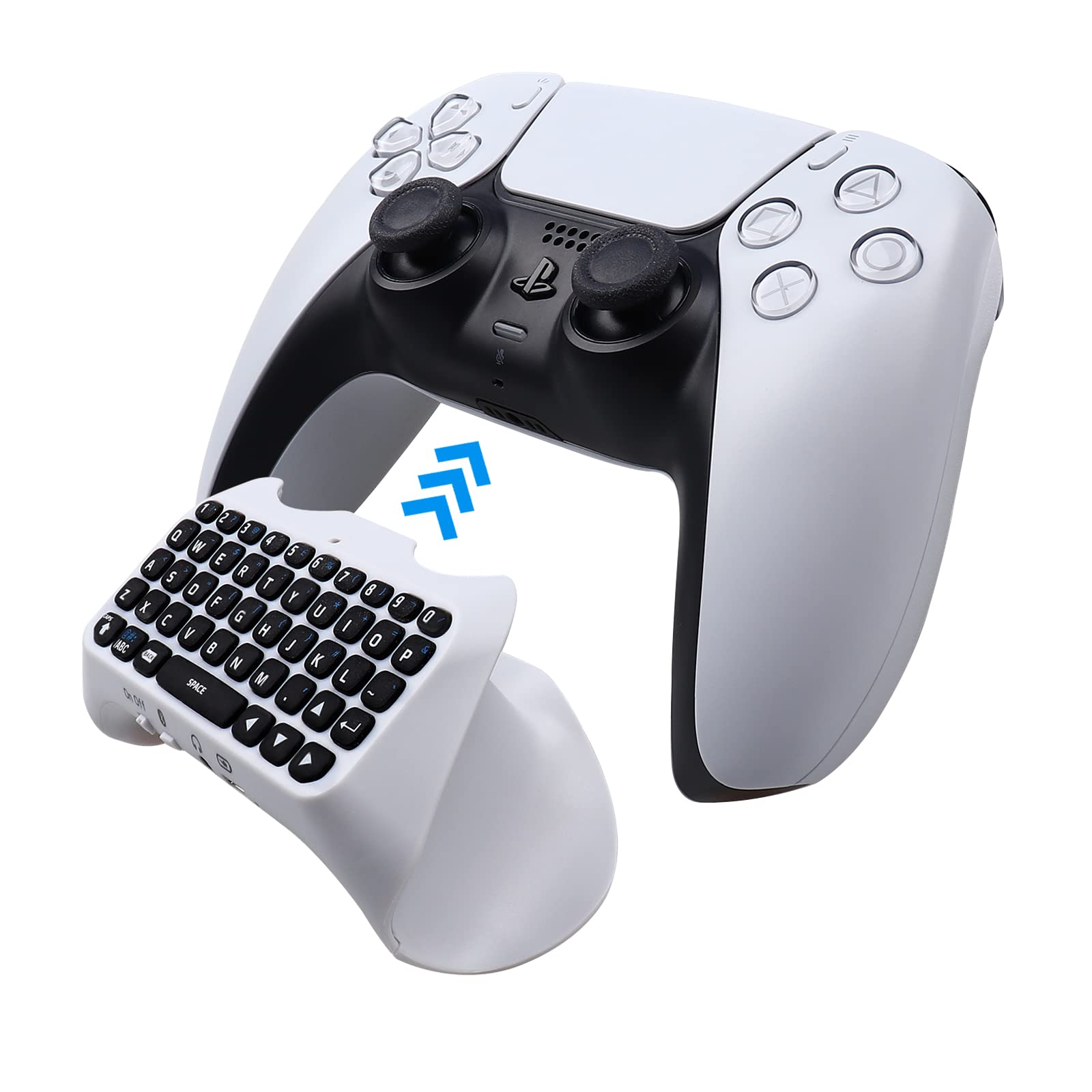 RALAN Wireless Keyboard for PS5 Controller, Bluetooth 3.0 Mini Chatpad Message Game Keyboard Keypad Built-in Speaker with 3.5mm Audio Jack for Messaging and Gaming Live Chat.