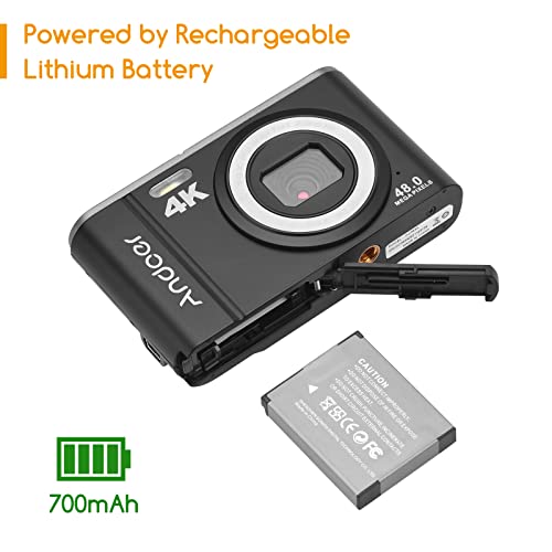 mewmewcat Mini Digital cameraPortable Digital Camera 48MP 4K 2.8-inch IPS Screen 16X Zoom Self-Timer 128GB Extended Memory Face Detection-Shaking with 2pcs Batteries Hand Strap Carry Pouch