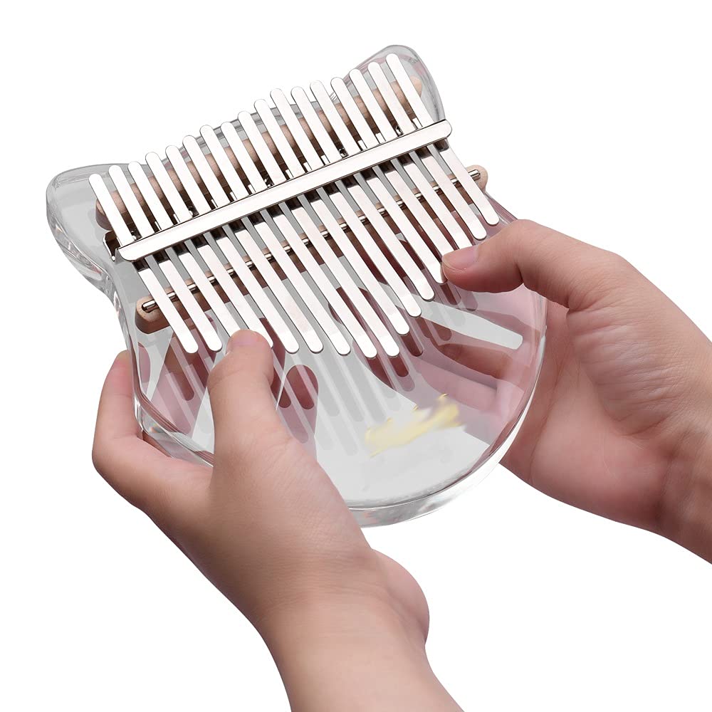 SDGH Cute 17 Key Thumb Piano Acrylic Material Finger Piano with Carry Bag Note Stickers Tuning Hammer