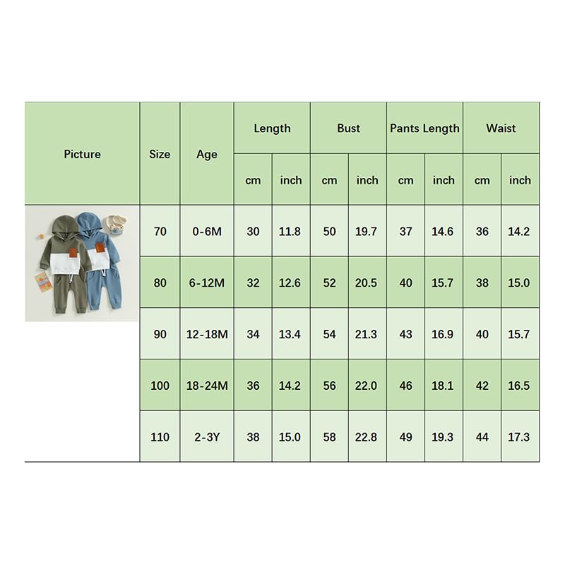 LIOMENGZI Infant Baby Boys Pants Outfits Set Long Sleeve Hooded Striped Sweatshirts Pants Clothes Set Fall Winter Pants Sweatsuit (Green-04, 18-24 Months)