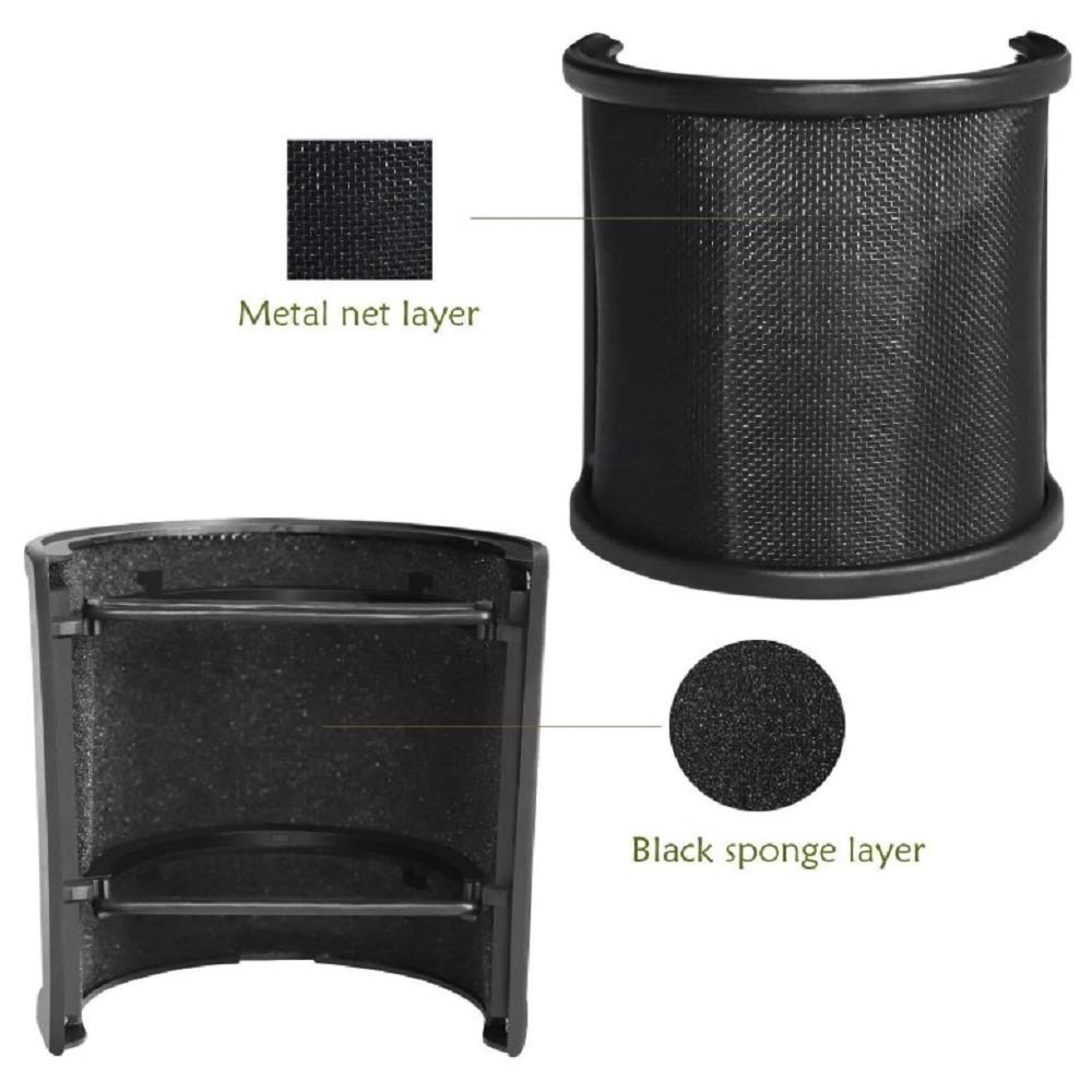 Microphone Shock Mount with Pop Filter,Anti-Vibration Suspension Microphone Shock Mount Bonus Screw Adapter Mic Mount Holder Clip for Diameter 48mm-53mm (18.8 inch- 2.0inch) Microphone