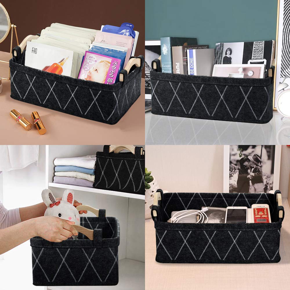 Oubra Grey Storage Baskets Bins Empty Gift Basket Rectangle Foldable Storage Cubes for Dog Toys Toilet Paper Under Shelf Basket