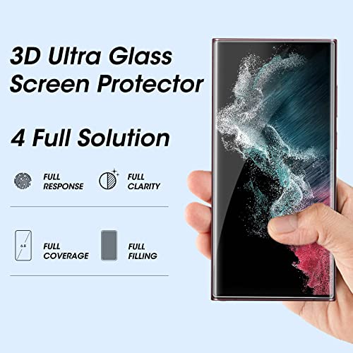ZVELSIEM Auto Alignment 3D Curved for S22 Ultra Screen Protector Samsung Galaxy 5g,Samsung Galaxy S22 Ultra Tempered Glass,Fully Compatible with UltraSonic Fingerprint Scanner and S Pen, 3 Pack