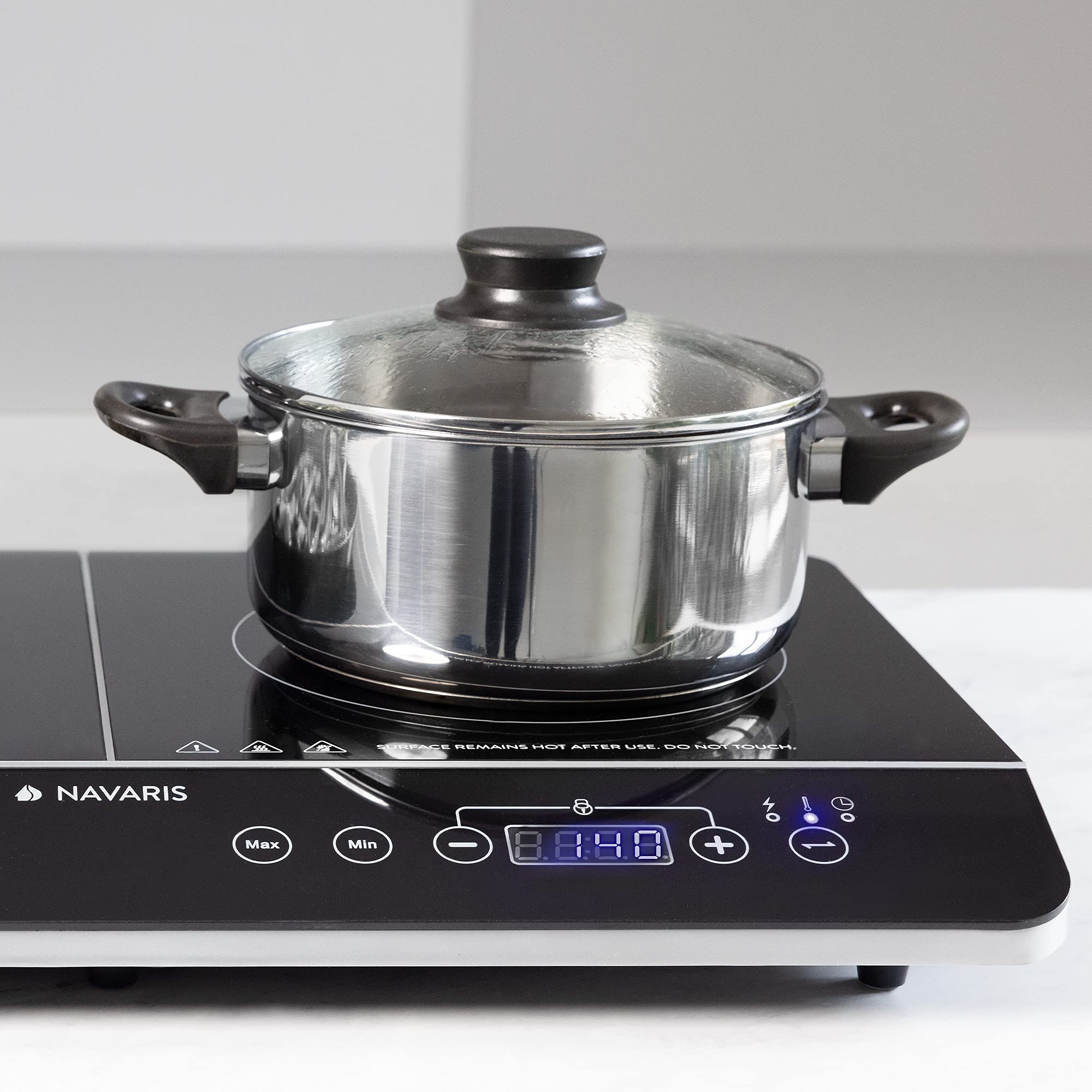 Navaris Double Induction Cooktop - Portable Dual Countertop Electric Stove Burner Cook-Top Hot Plate with 2 Hobs for Cooking - 24 x 14 x 3 Inches