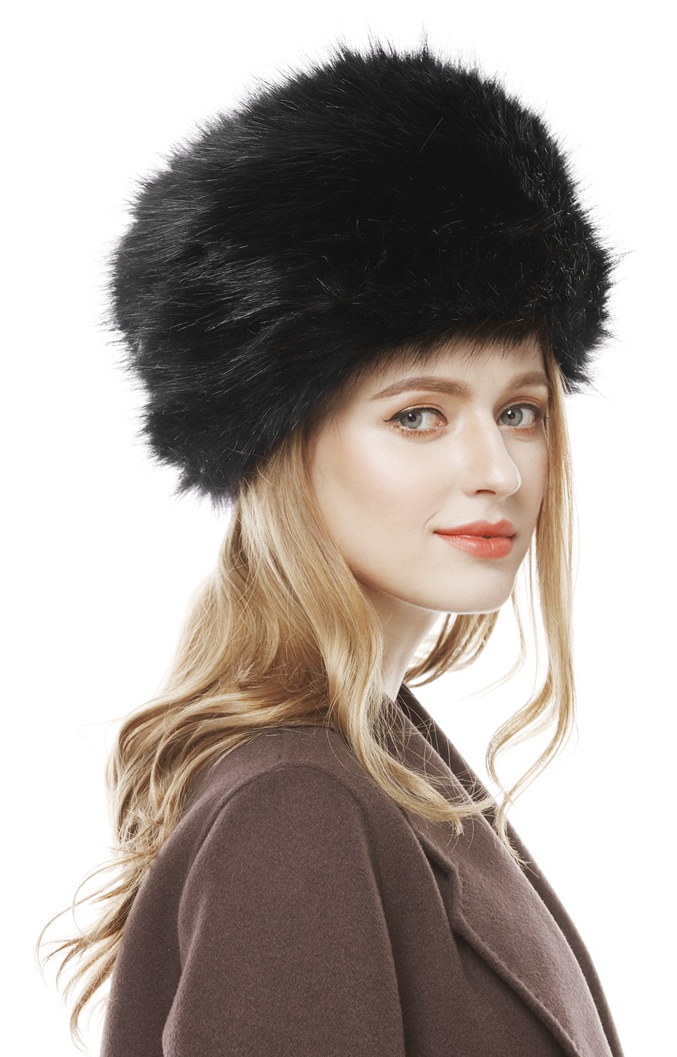 Lovful Winter Women Faux Fur Russian Cossack Style Hat Winter Hat,White