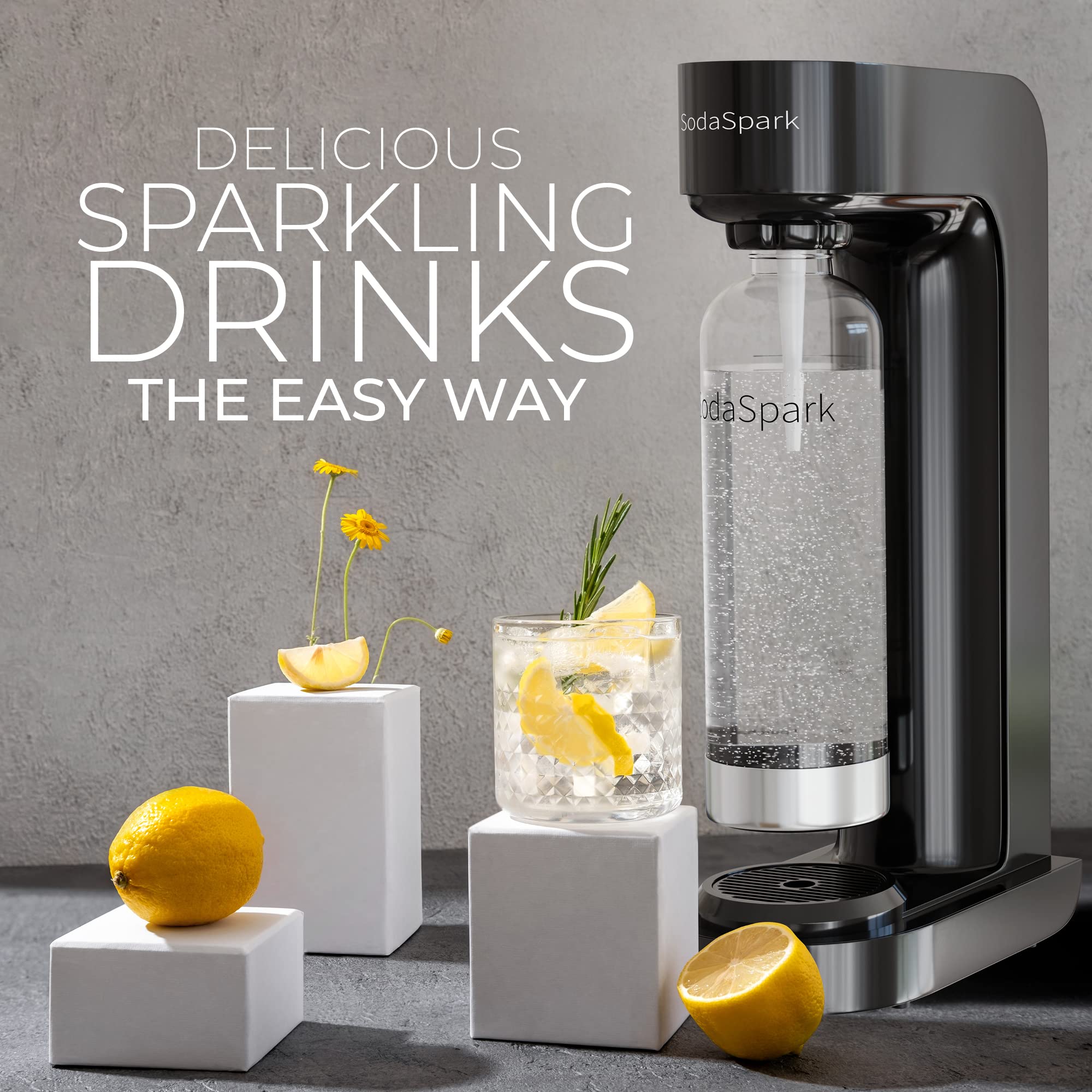 Soda Maker with BPA Free Bottle - CO2 Powered One Touch Fizz Control - Fresh Sparkling Water Maker - Homemade Sparkle Seltzer Streaming Machine, Carbonated Water Machine for Home [C02 NOT INCLUDED]