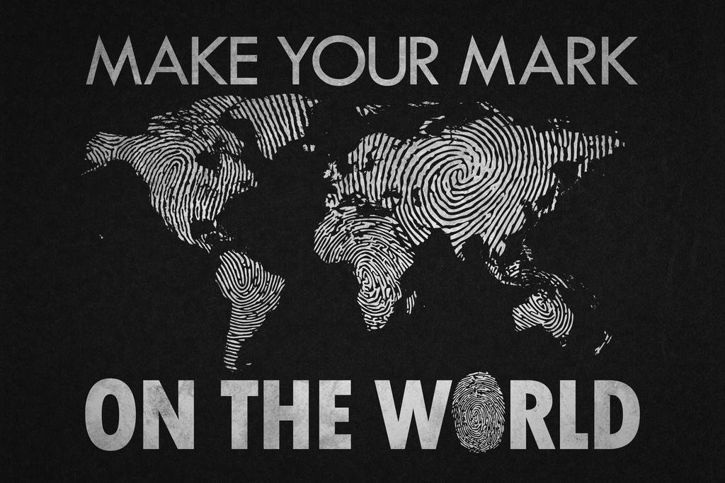 Make Your Mark On the World Black Map Travel World Map Fingerprints in Detail Map Posters for Wall Map Art Wall Decor Geographical Illustration Destinations Cool Wall Decor Art Print Poster 36x24