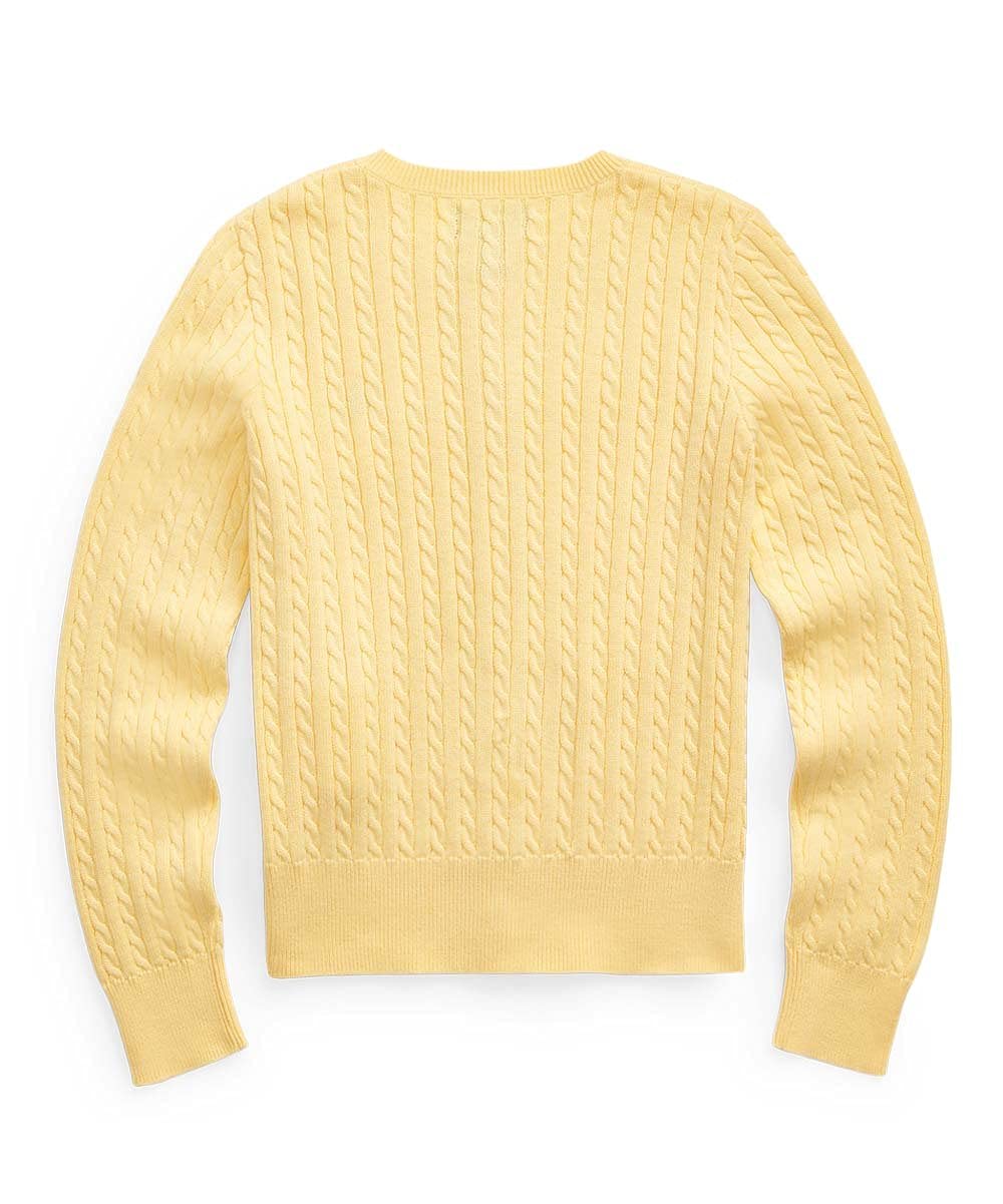 Ralph Lauren Polo Girls Cotton Knit Cable Cardigan Sweater (Butternut Cream, 4T)