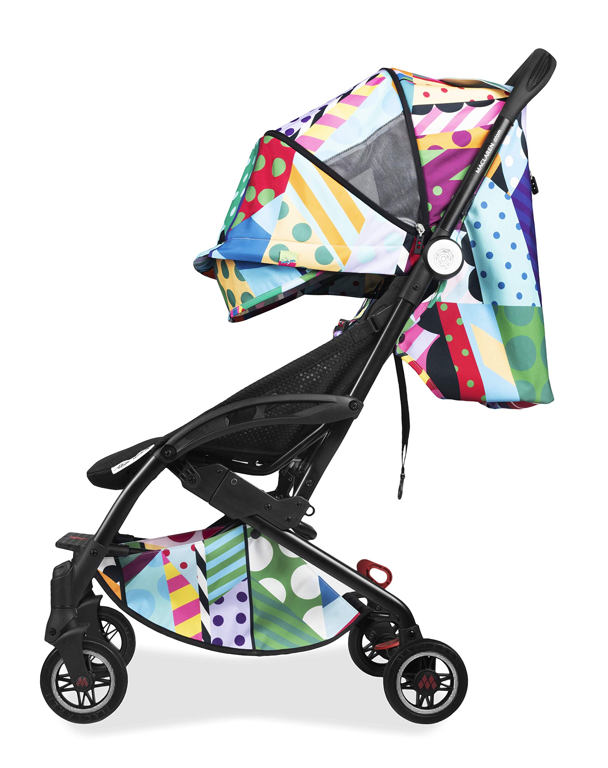 Maclaren atom Jason Woodside Style Set Travel System- Super lightweight, ultra-compact, fits on airplane's overhead storage. Car seat compatible. Loaded with accessories. Multi position reclining seat