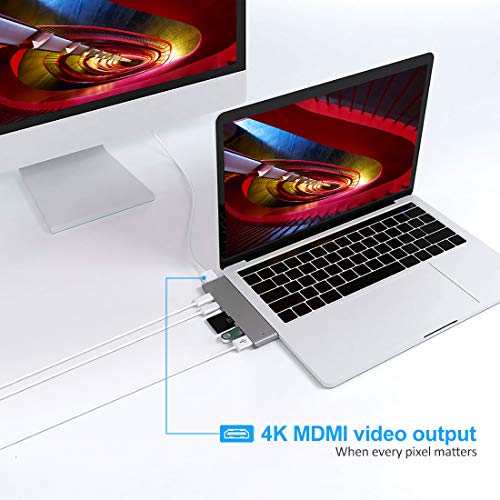 USB C Docking Station USB C Hub Adapter for Mac Book Pro/Air, 3.0 Adapter Dongle 2*USB 3.0 Ports,Micro SD/SD Card,PD,Compatible for Mac Book Pro 2016 2017 2018,Mac Air 2018 (Grey)