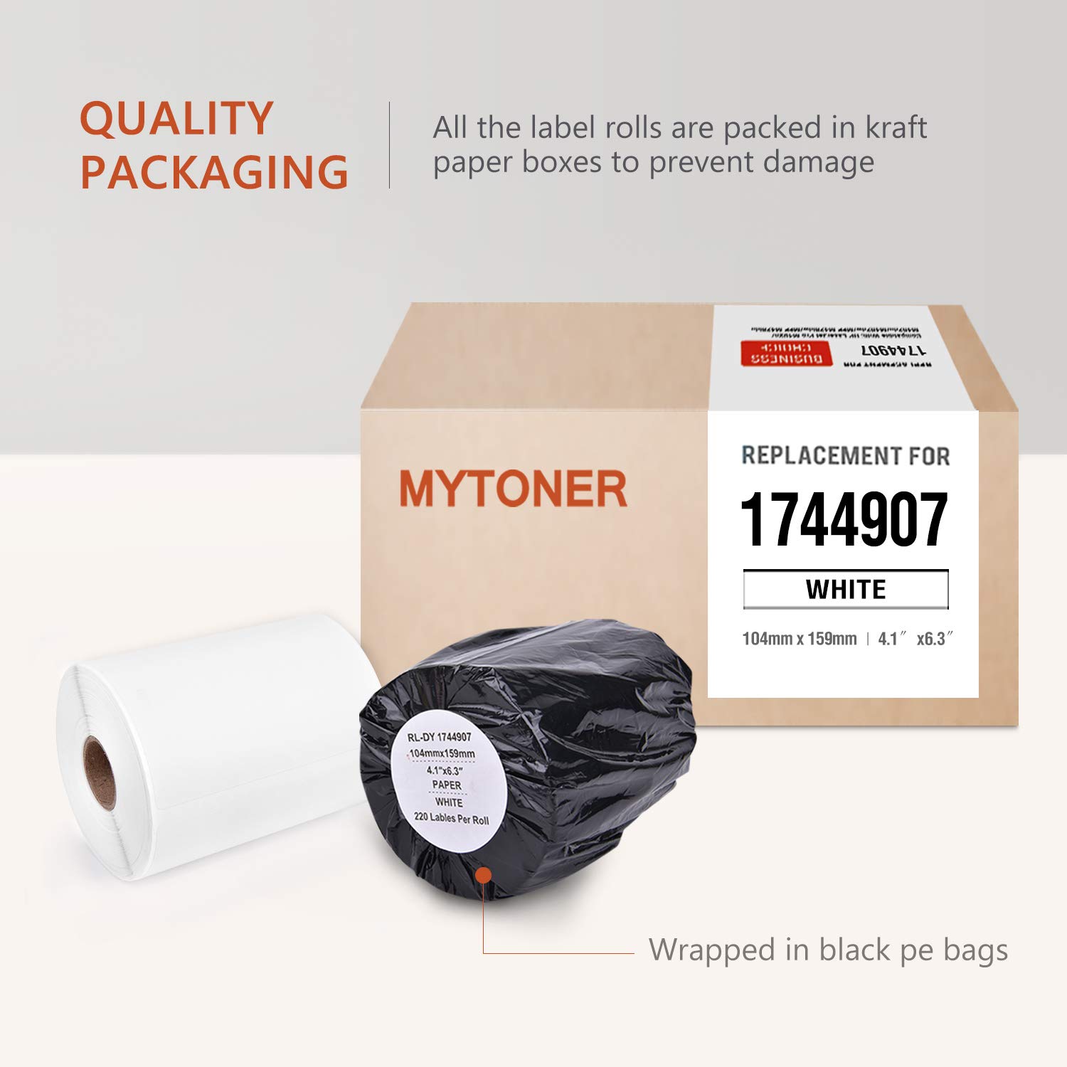 MYTONER 10 Rolls 1744907 Extra Large Shipping Labels Compatible with 4XL Paper Label 4 Inch x 6 Inch for Internet Postage Package Label,Use for 4XL Label Printer -220 Labels per Roll