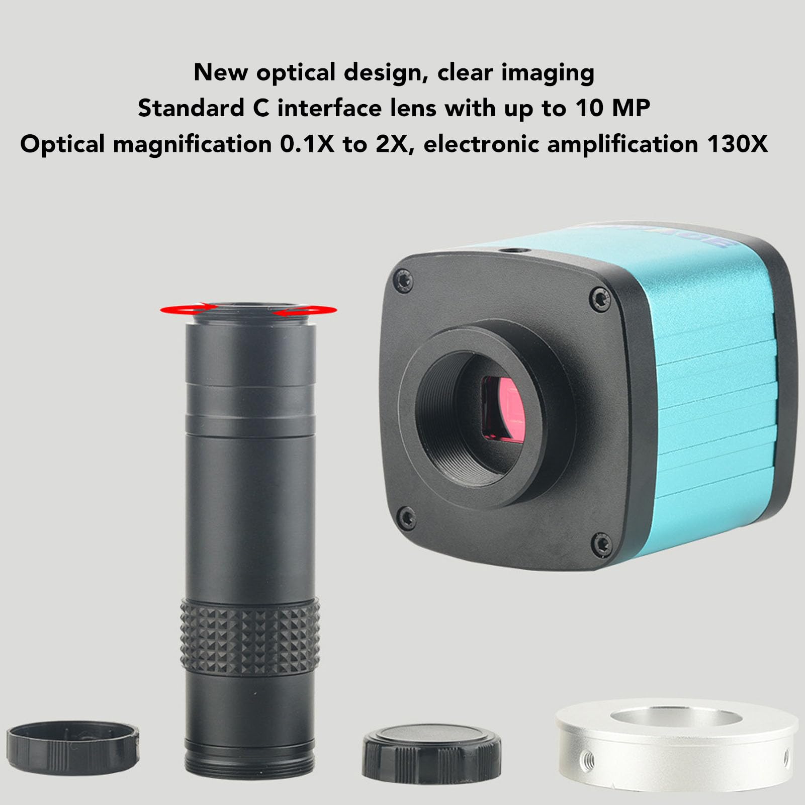Microscope Camera, 4K Video Industrial Microscope Camera 130X 1080P Portable 100β240VAC for Home (US Plug)