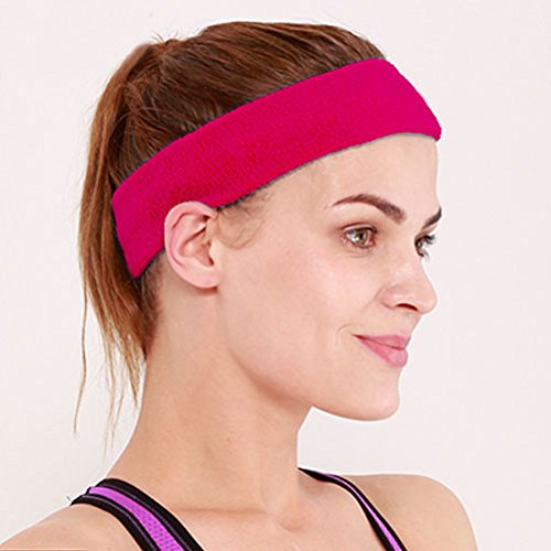 MAKLULU Double Terry Headbands for Sports & Outdoors, Moisture Sweat Wicking with 2 ply 100% Cotton Surface, 4PCS Colorful Pack - T02