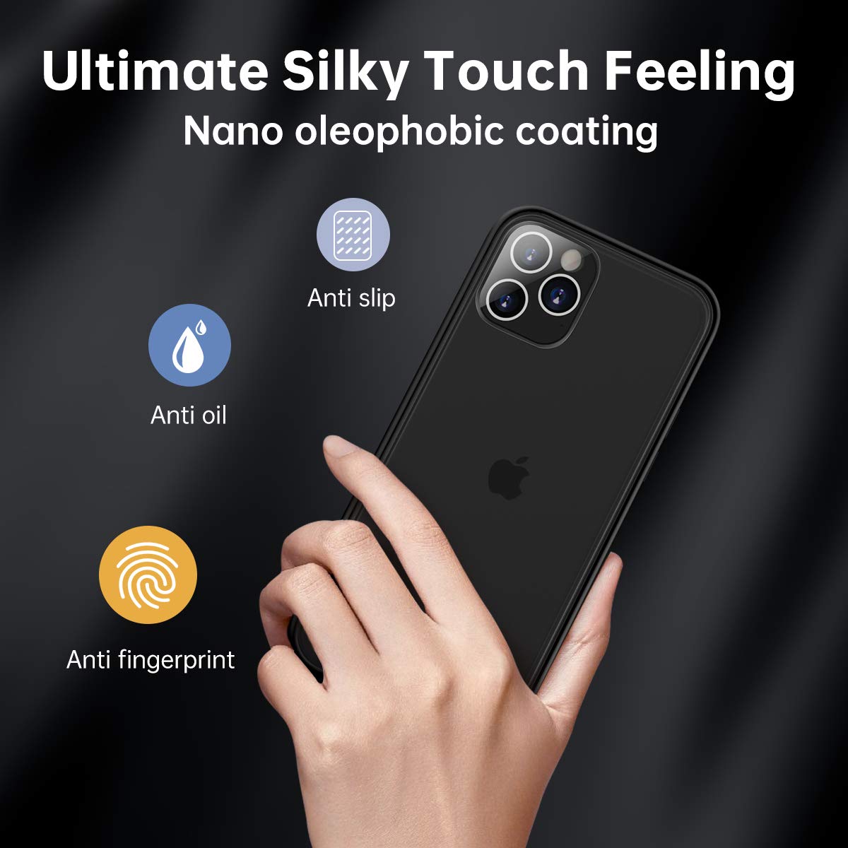 Meifigno Compatible with iPhone 12/12 Pro Case, [Military Grade Drop Tested], Translucent Matte PC with Soft Edges, Shockproof Phone Case Designed for iPhone 12/12 Pro 6.1inch (2020), Black