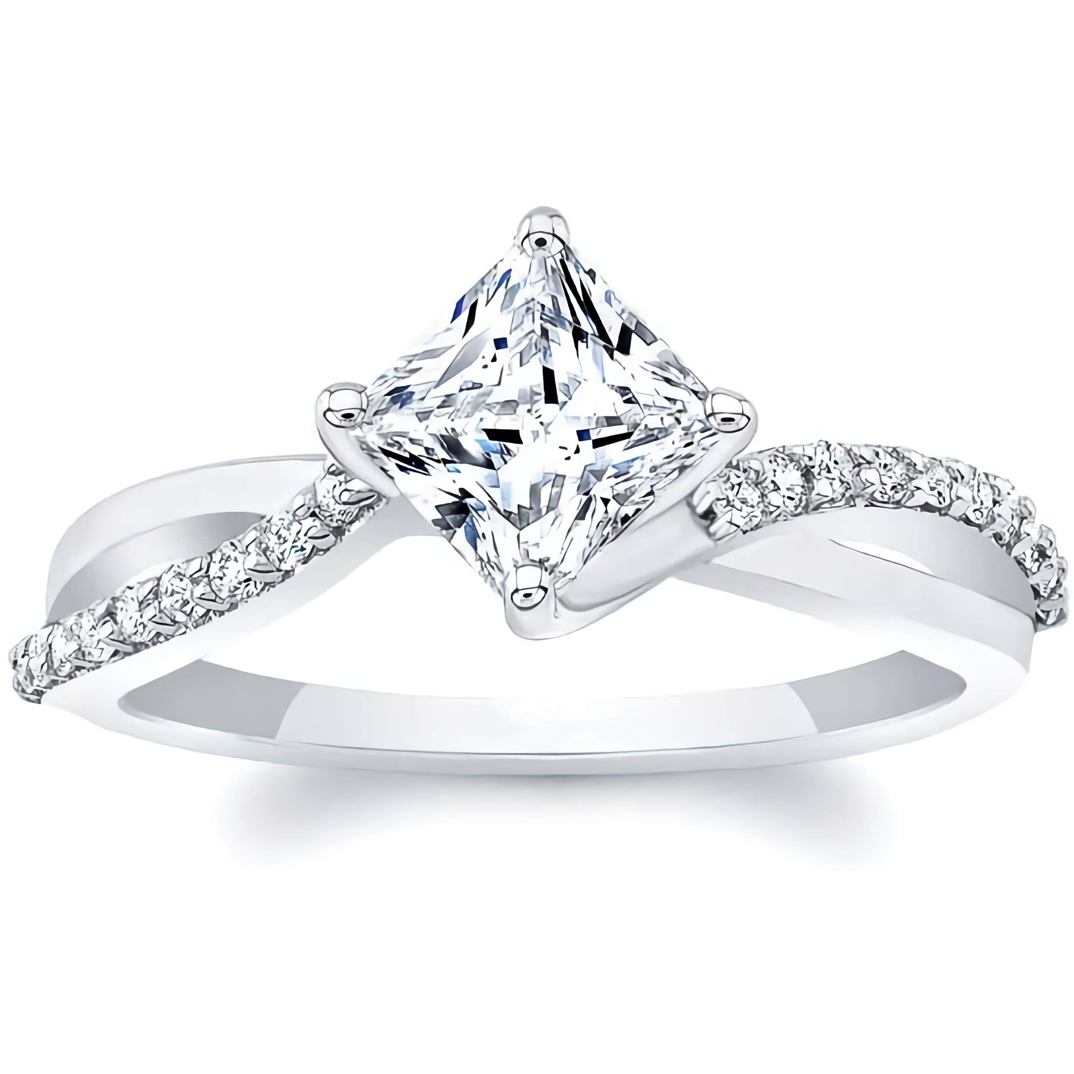 Molioaki 1.15 Carat (ctw) moissanite engagement rings for women - 10K white gold ring moissanite rings -5.5