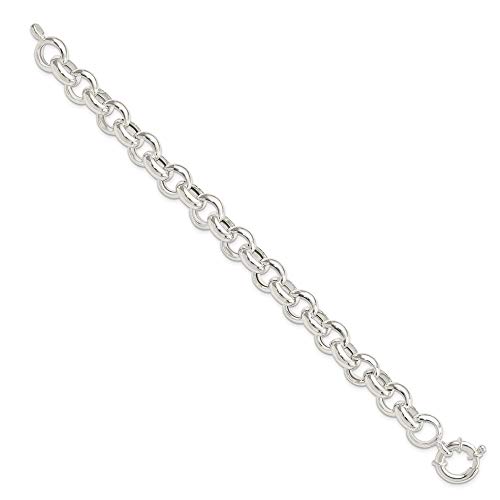 Sterling Silver Polished Fancy Rolo Link Bracelet 8in 11.5mm style QG5024-8