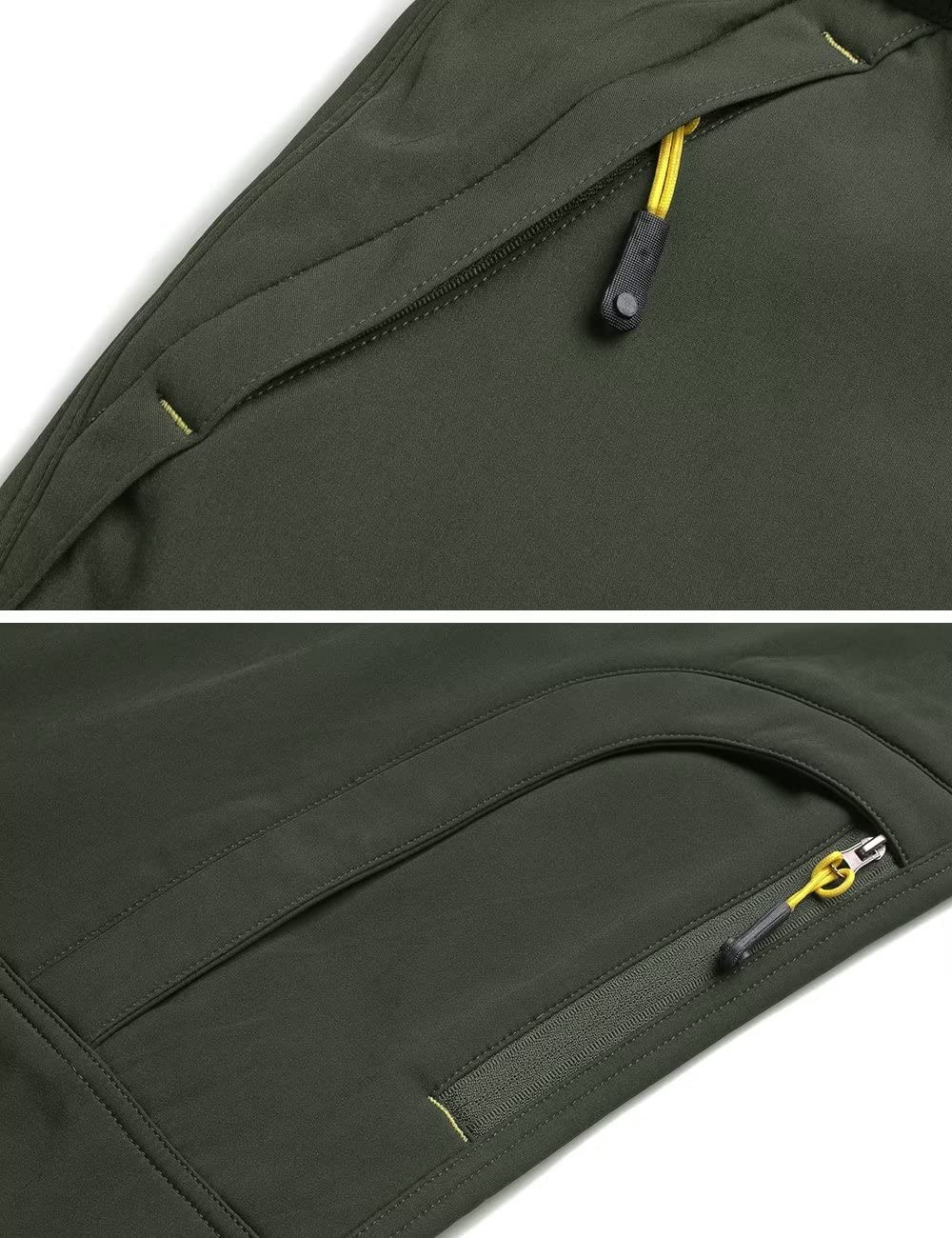 MAGCOMSEN Hiking Pants Mens Winter Pants Thick Pants Camping Pants Fleece Lined Pants Snow Pants Men Green