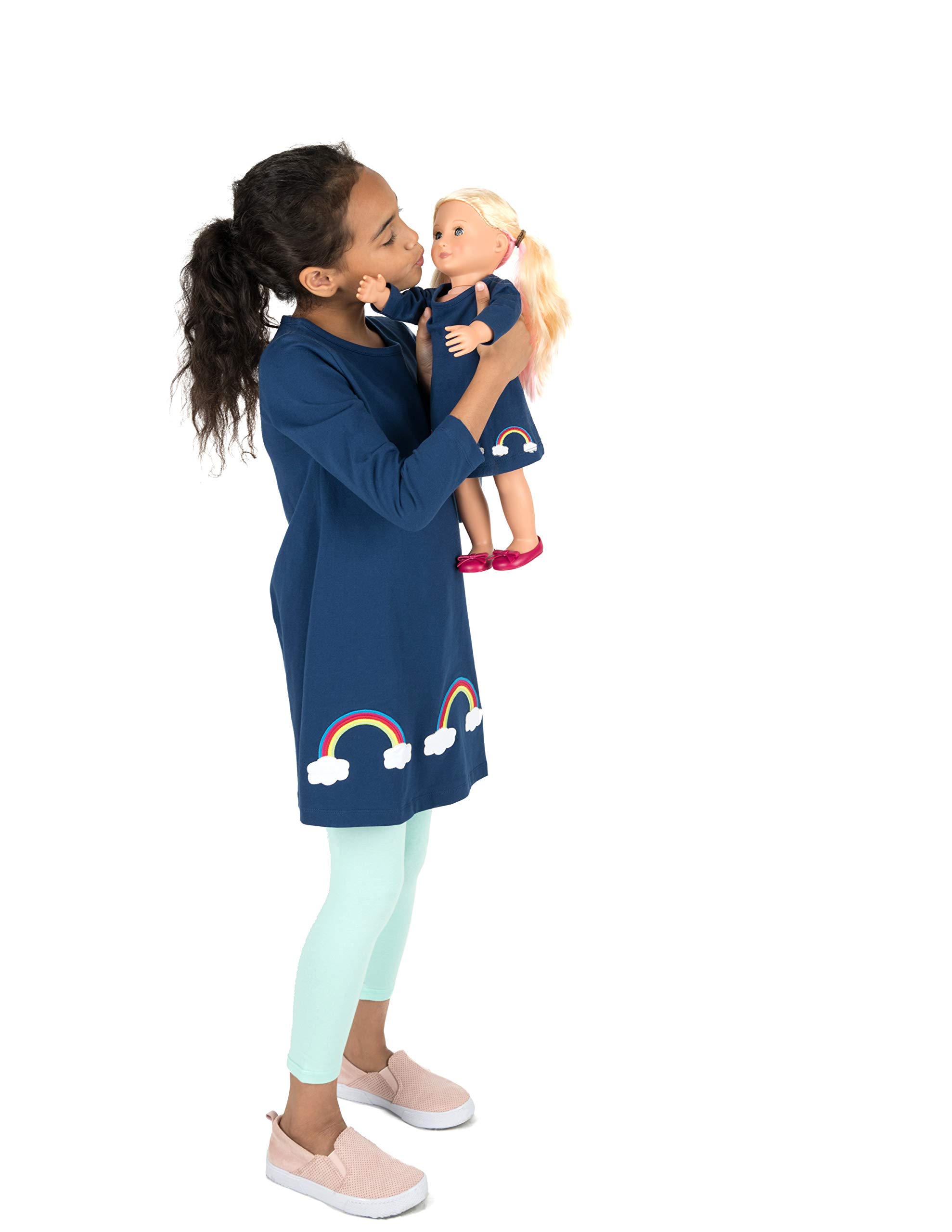 Leveret Kids & Toddler Matching Doll & Girls Dress 100% Cotton Rainbow (Size 6 Years)