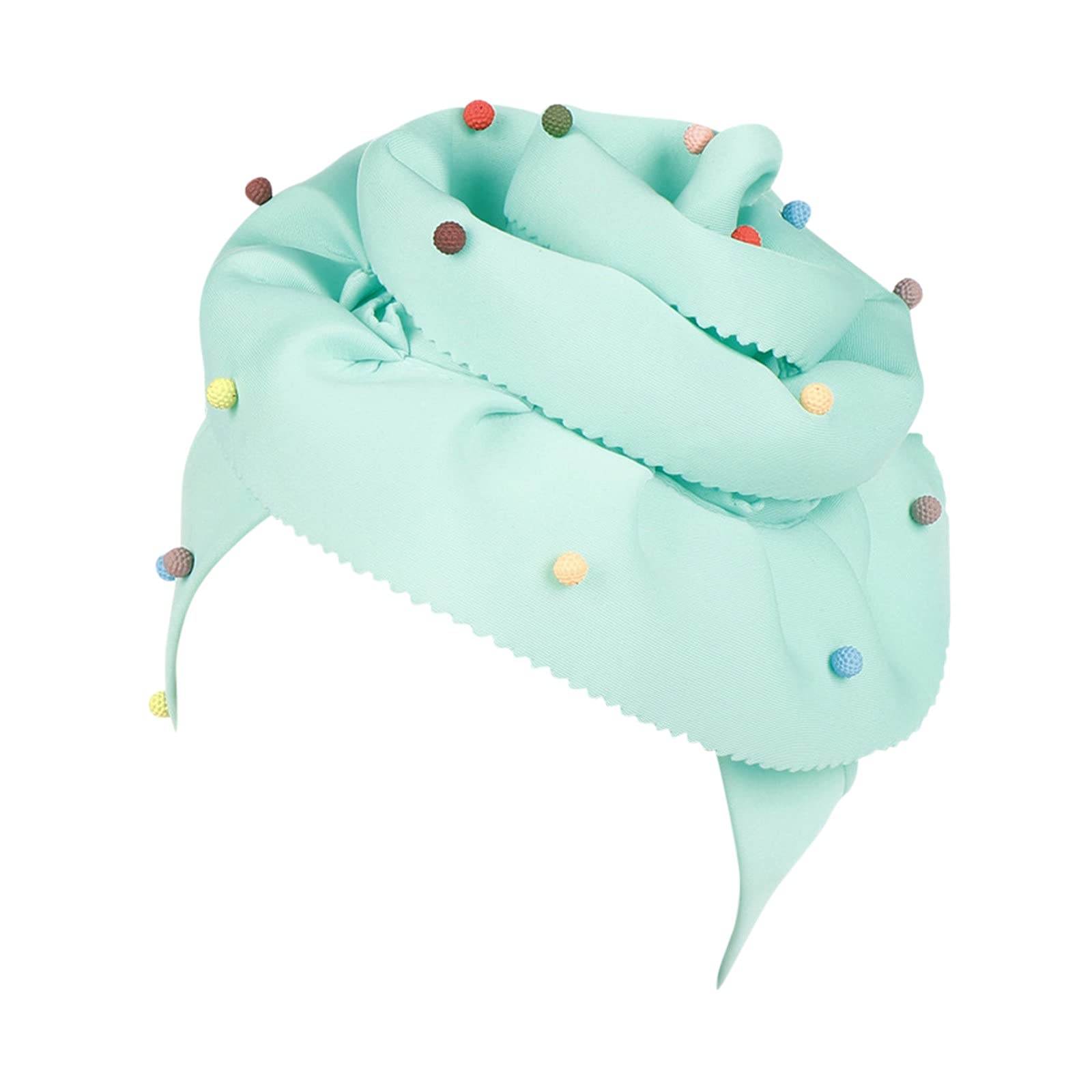 MACTHPK Hair Turban for Women Toe Solid Candy Hat Flower Space Cotton Color Muslim Beaded Cap Hijab Womens Cap (Green, One Size)