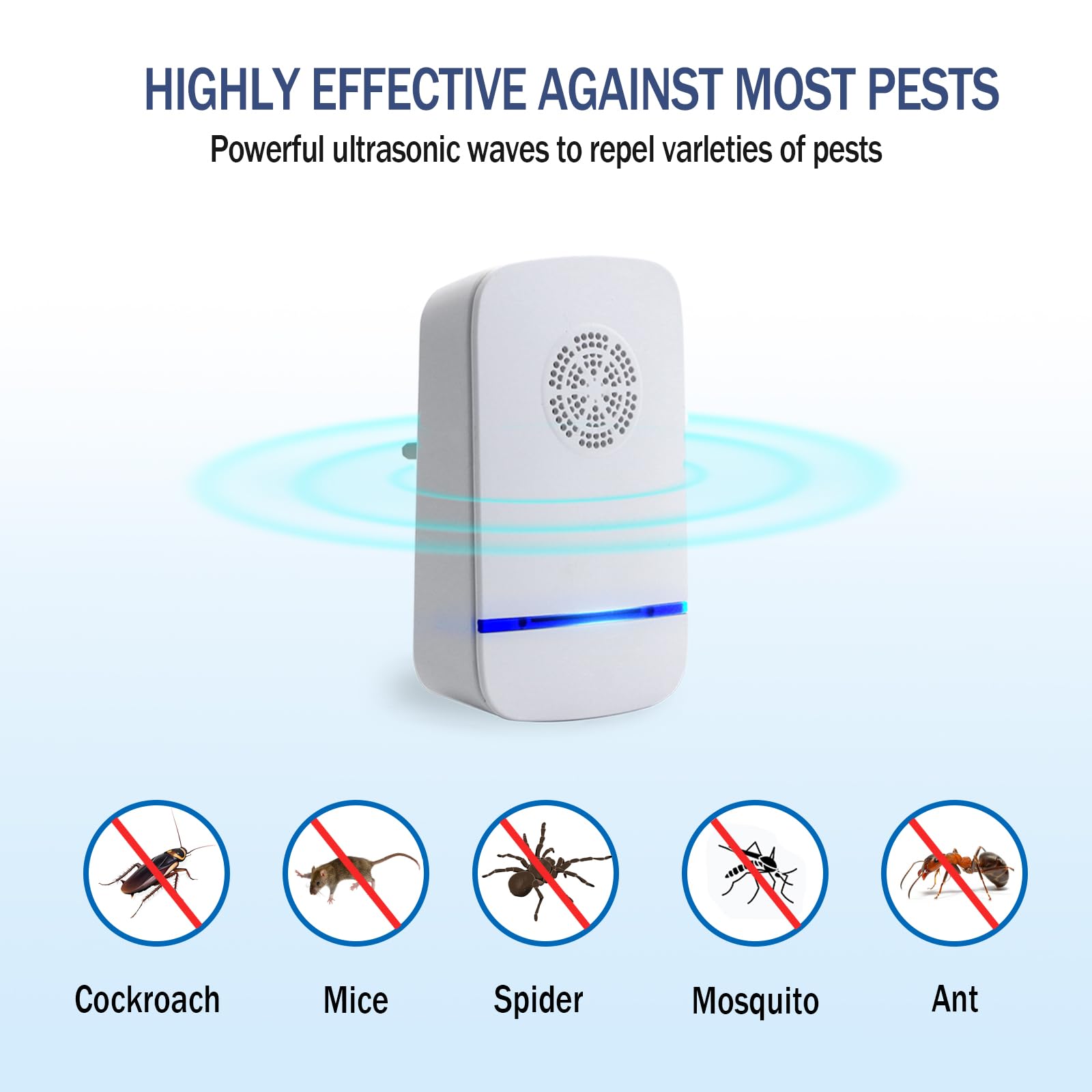 Ultrasonic Pest Repeller, 6 Packs Electronic Plug in Repellent Indoor, Mouse Repellent Harmless to Pets and Human, Pest Control for Mice Spiders, Ants, Bug, Mosquito, Cockroach, Rodents, Flies