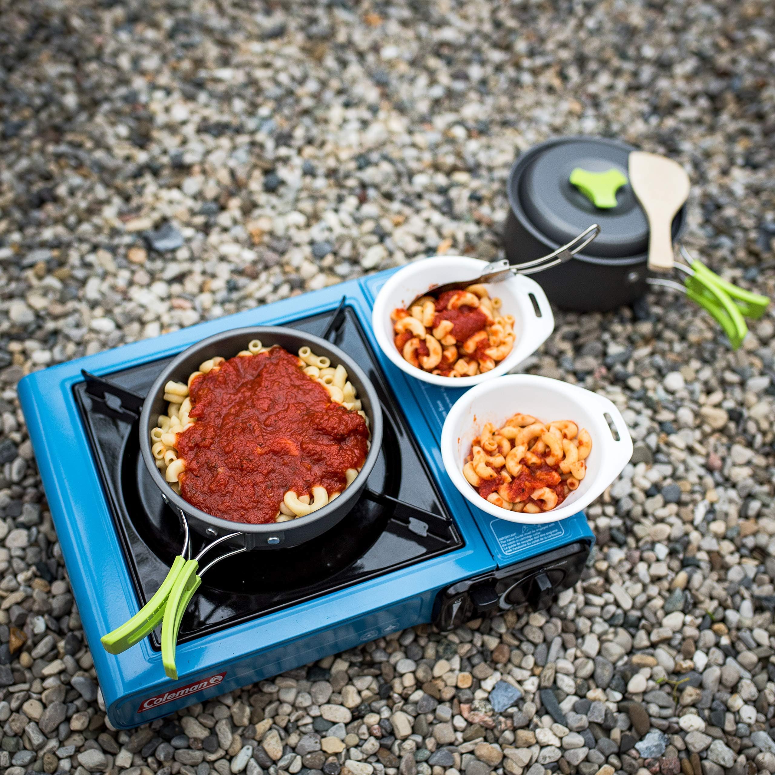 MalloMe Camping Cookware 18pc Mess Kit w/Backpacking Stove β Camping Cooking Set for Backpacking Gear - Camping Pots and Pans Set w/Camping Pot Pan Stove Utensils Camp Kitchen Equipment Accessories