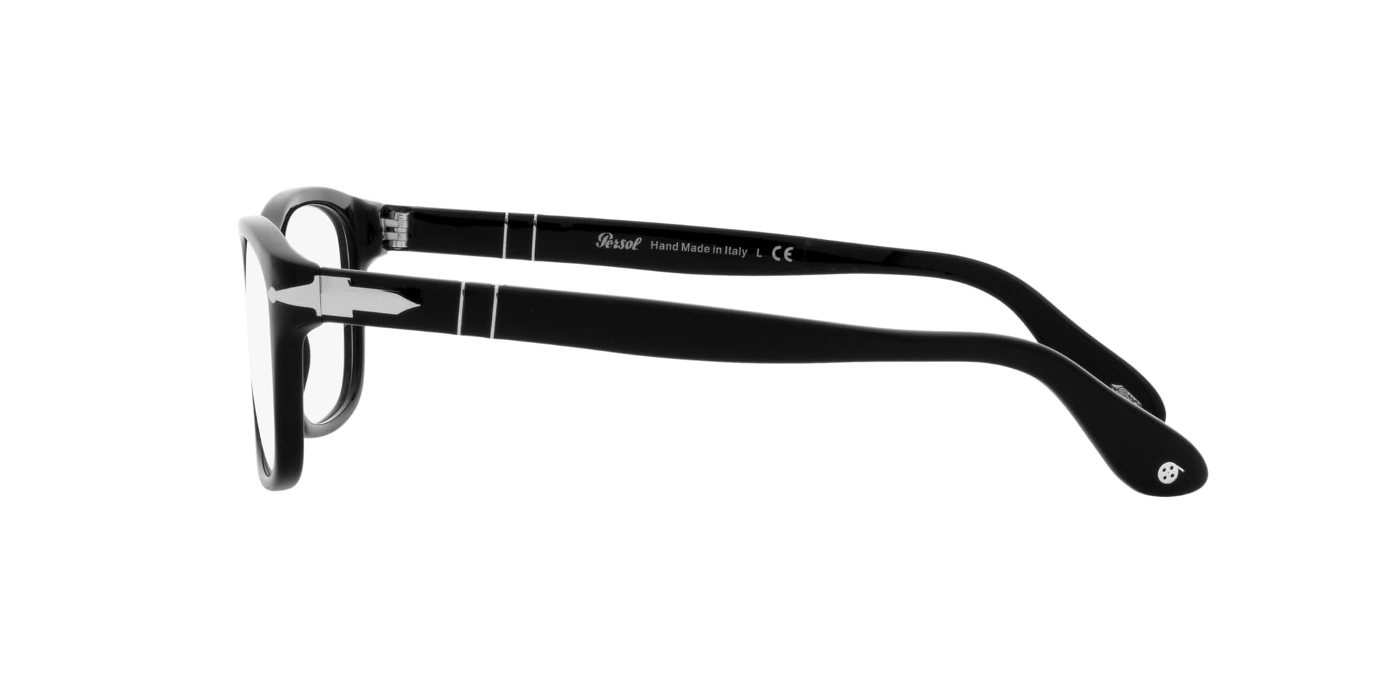 Persol PO3012V Square Prescription Eyewear Frames, Black/Silver/Demo Lens, 52 mm