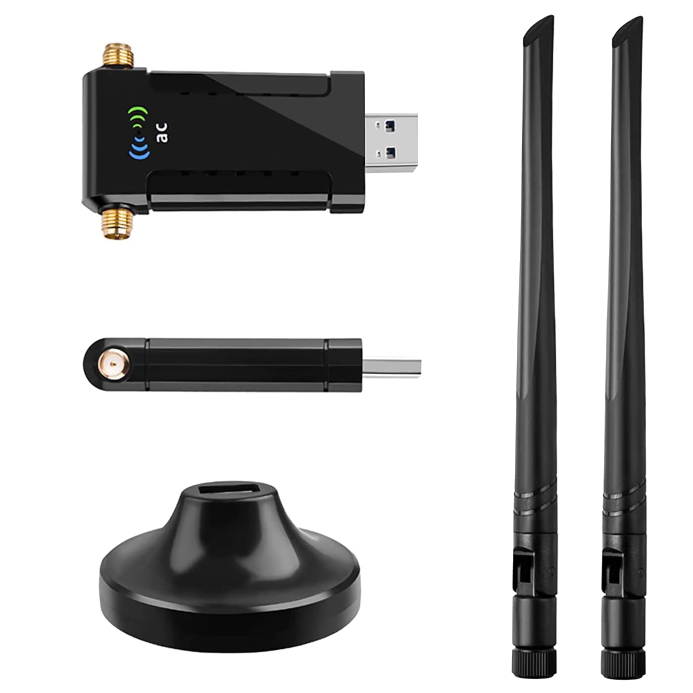 Tongyu USB WiFi Adapter for PC, AC1200Mbps USB 3.0 Dual Band WiFi Adapter for Desktop PC with Dual 5dBi Antennas, Supports Win11/10/8.1/8/7/XP, Mac OS 10.9-10.15