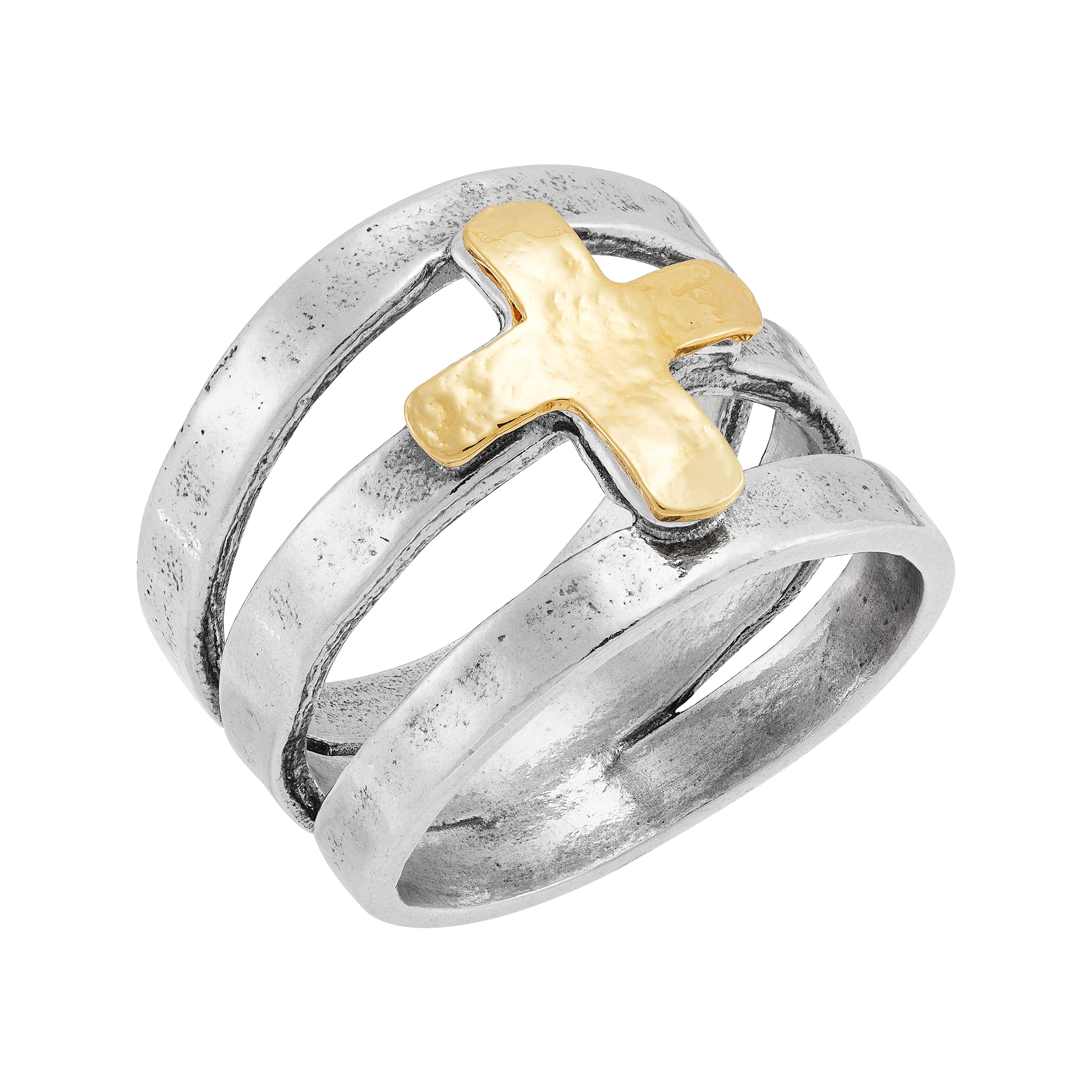 Silpada 'Always Meaningful' Sterling Silver with 14K Yellow Gold Plating Ring, Size 5, Size 5