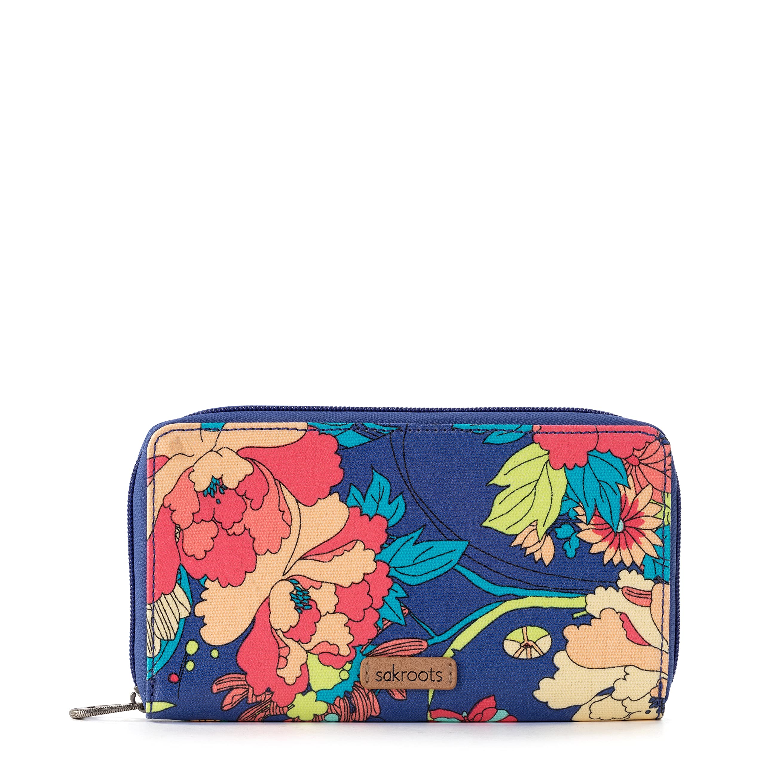 Sakroots Womens Cotton Sakroots Large Zip Wallet, Royal Flower Power, One Size US