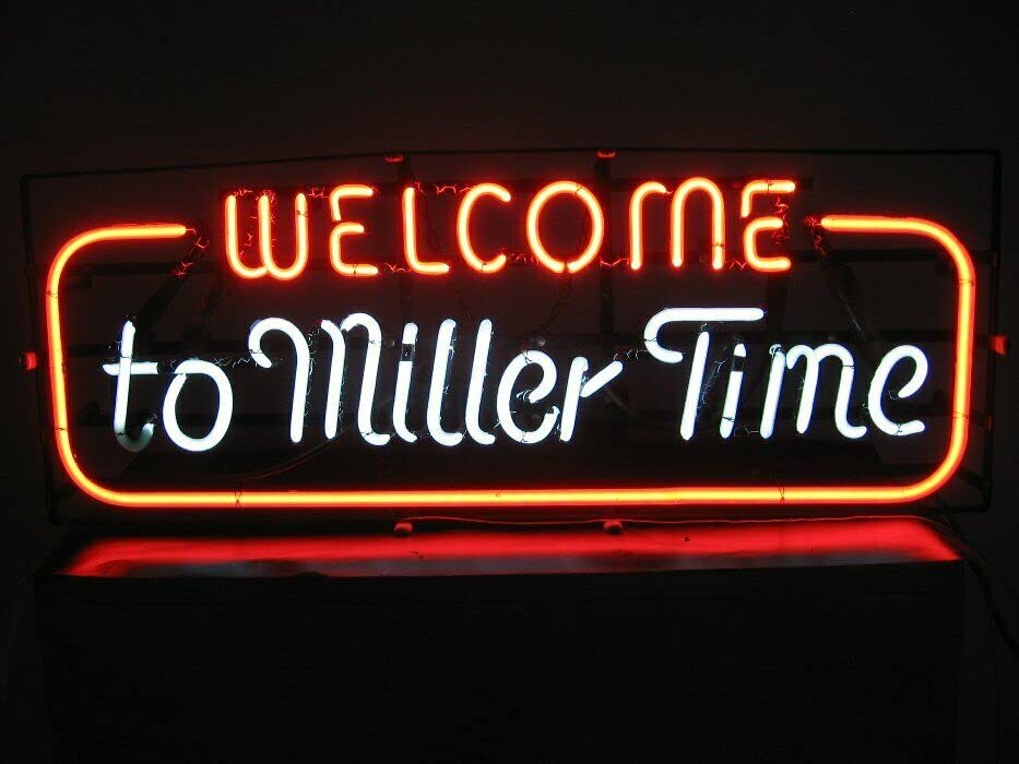 Queen Sense 32"x24" Welcome To Miller Time Neon Sign Light Man Cave Bar Pub Beer Gift Neon Lamp A132WTMT