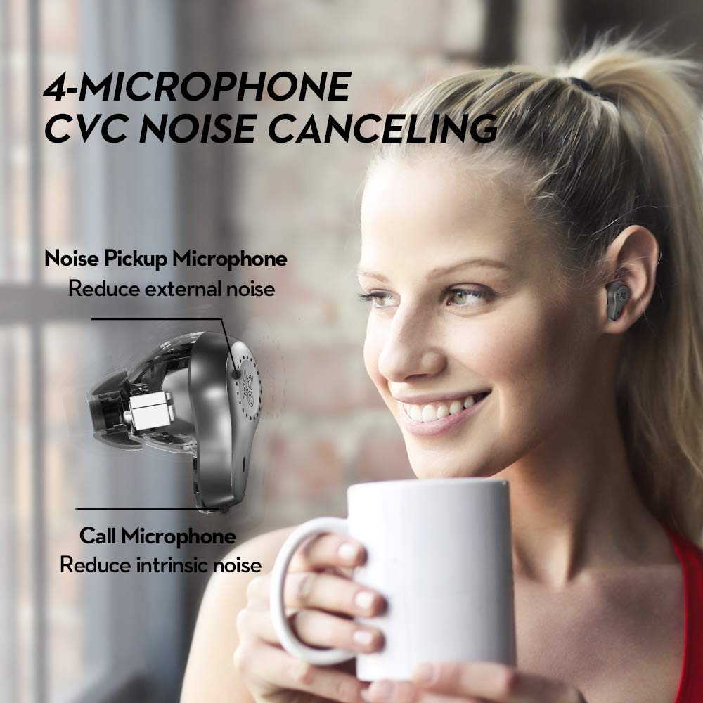 mifo [Upgrade Version 2022 O7 True Wireless Earbuds Qualcomm APT-X CVC 8.0 Noise Cancelling Wireless Headphones Bluetooth 5.0 Stereo Hi-Fi Sound in Ear Water-Resistant Built in Mic Earphone