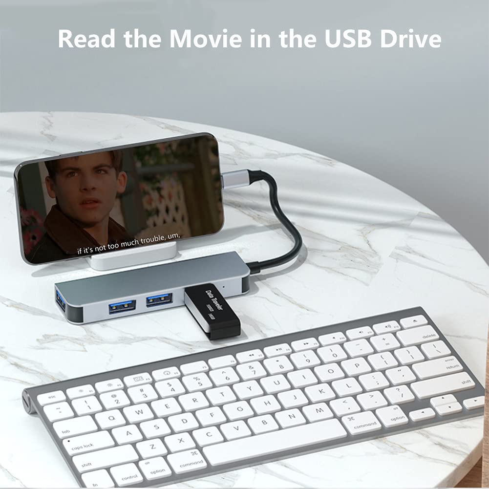 USB C Hub USB 3.0 Slim Aluminumshell Type C to 4-Port USB 3.0 Adapter, High Speed USB Splitter Compatible with MacBook Air, Mac Pro/Mini, iMac, XPS, PS5, Xbox One, Flash Drive, Mobile HDD