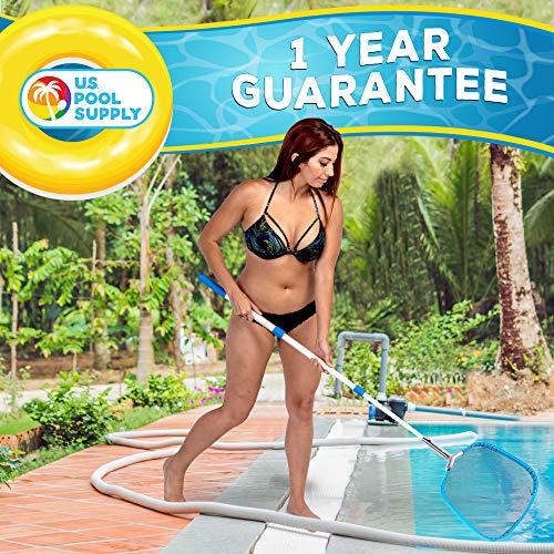 U.S. Pool Supply Professional Heavy Duty 14" Swimming Pool Leaf Skimmer Net with Strong Reinforced Aluminum Frame Handle - Commercial Grade - Fast Cleaning, Easy Debris Pickup & Removal