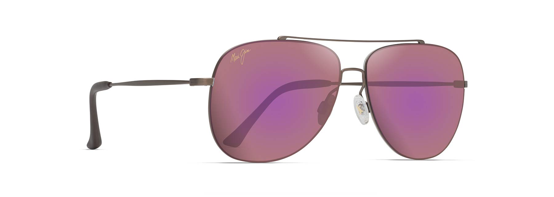 Maui Jim Men's and Women's Cinder Cone Polarized Aviator Sunglasses, Satin Sepia/MAUI Sunrise, Medium
