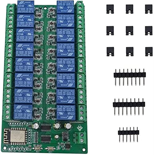 ZOHIKO WiFi Relay Module ESP8266 16 Channel WiFi Relay Module ESP 12F Development Board 5V/12V/24V/10A Power Supply Accessories