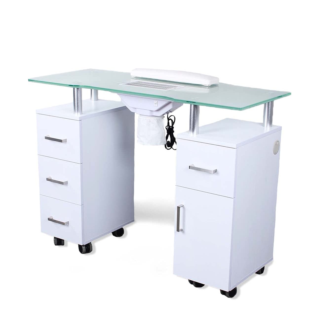Manicure Table GLASS GLOW WHITE Salon Nail Table Salon Furniture & Equipment