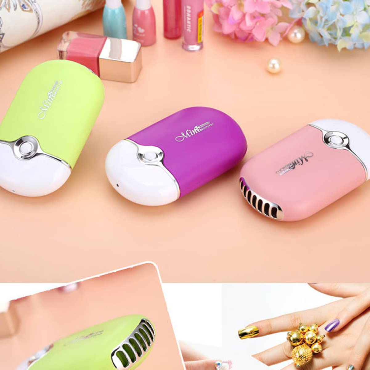 SOLUSTRE Fans 2pcs Blower Quick for Extension Conditioning Eyelash Fan Mini Green Dryer Air Usb