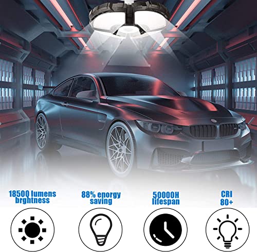WONDERFUL MEMORIES LED Garage Light,140W Deformable Shop Lights for Garage Led Super Bright,18500LM Pure Aluminum Cold Forged housing Garage Lighting,6500K Daylight for Garage Basement